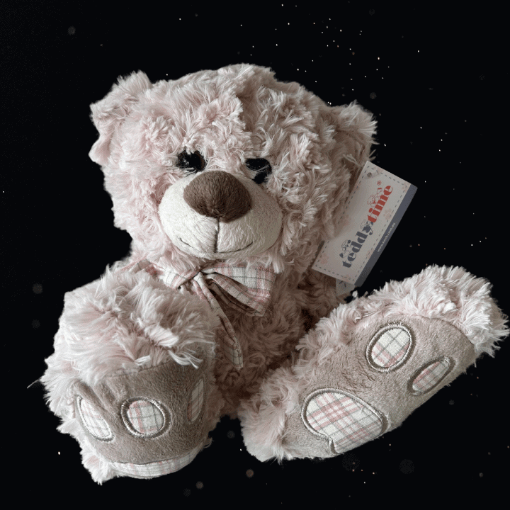 ELLIOT TEDDY BEAR WITH BOW BABY PINK - Linard Floral